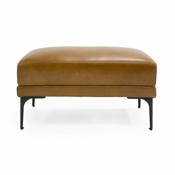 Divani Casa Jacoba - Modern Camel Leather Rectangular Ottoman - Bed ...