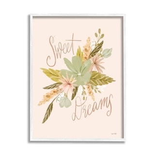 Stupell Sweet Dreams Floral Phrase Framed Giclee Art Design by House ...