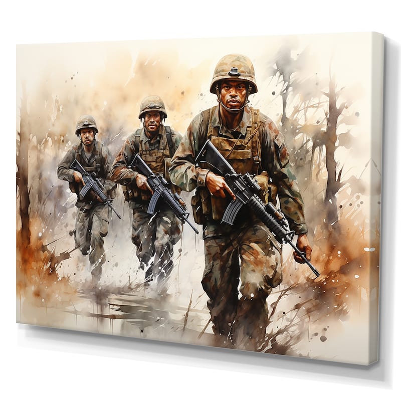 Designart "Military Soldier Combat Camaraderie " Military Wall Art ...