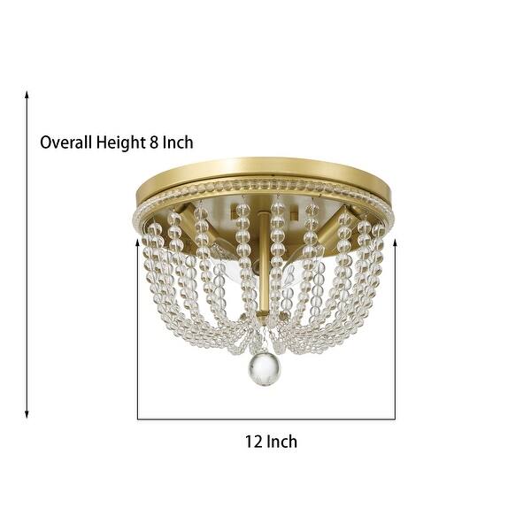Frenia 3-light Beaded Gold Flush Mount Ceiling Light - 12'' D * 8.07 ...