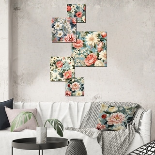 Designart "Pink Floral Gardens Serenade Beauty I" Floral Wall Art Set ...