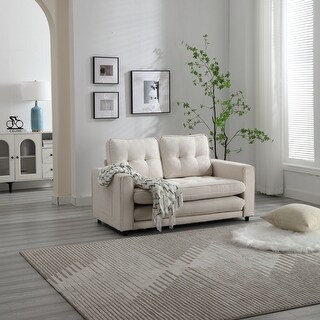 3 Fold Futon Sofa Bed Beige Loveseat w/ Pull-out Bed & Storage Bag ...