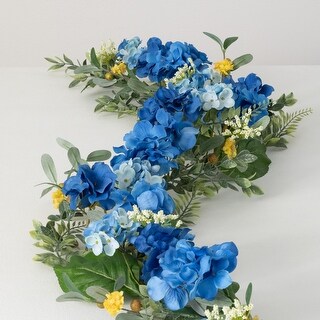 Sullivans Artificial Blue Hydrangea Mixed Garland 72"L Blue - 6'L x 7"W ...