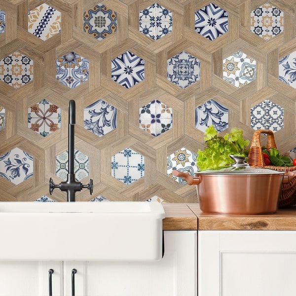 Merola Tile Gador Hex 9-1/8" x 10-1/2" Porcelain Floor and Wall Tile ...