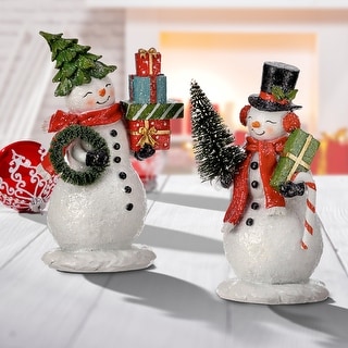 8" Resin Snowman With Packages Set of 2 - Bed Bath & Beyond - 38248279