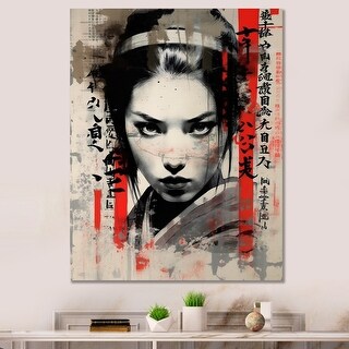 Designart "Brave Japanese Woman Warrior Vintage Collage" Japon Woman ...