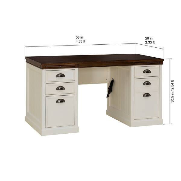 Sunjoy 58’’ Richland Double Pedestal Desk, Home Office Computer Desk ...