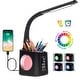LED Desk Lamp with Clock,Color Changing Nightlight,Study Lamp with Pen ...