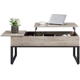 Split Lift Top Rectangular Wood Coffee Table, Large, Rustic Gray - Bed ...