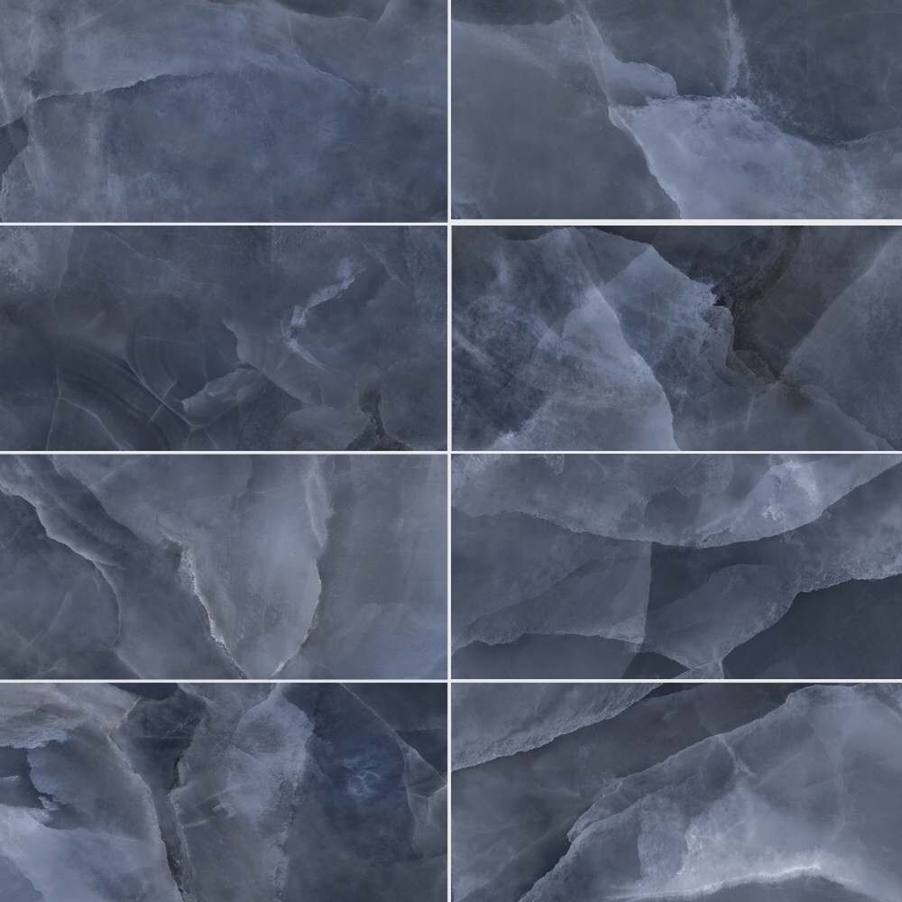 The Tile Life Opera 12" x 24" Blue Glossy Porcelain Tile Flooring and ...