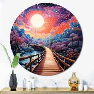 Designart "Coral Bridge Dreamy Passage Pointillism I" Pointillism Metal ...