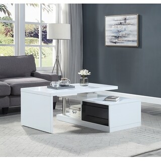 ACME Buck II Coffee Table w/Swivel Top in White & Black High Gloss ...