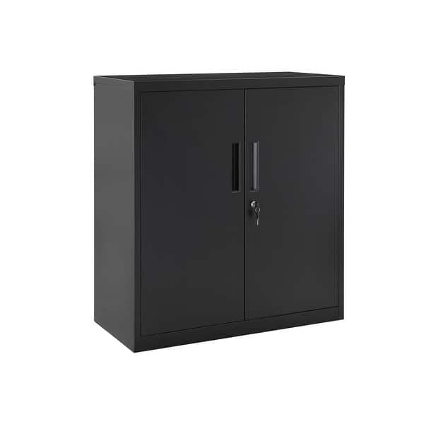 Black Steel Storage Cabinet with Lock - 31.5”L x 15.7”W x 35.4”H - Bed ...