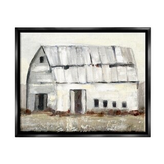 Stupell Rustic White Barn Among Countryside Nature Grasses Floater ...