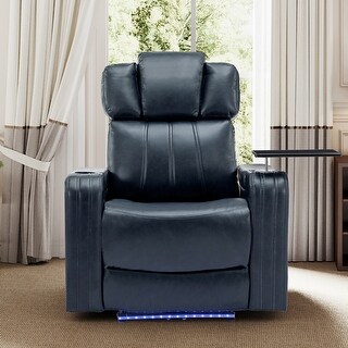 Lving Room Single Sofa, Electric PU Leather LED Lights Power Recliner ...