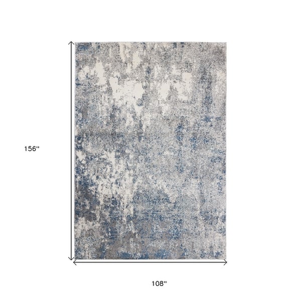 HomeRoots 9' x 12' Blue and Gray Abstract Power Loom Area Rug - 156 ...