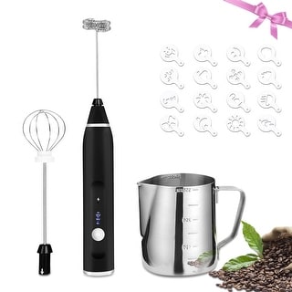 USB Electric Milk Coffee Frother Set 3 Speeds Foam Maker Blender 2 ...