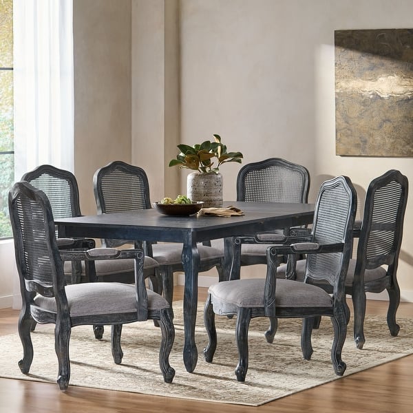 Bannock Wood and Cane Upholstered Expandable 7 Piece Dining Set by ...