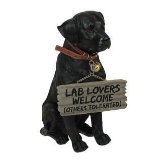 Black Lab Dog Indoor Outdoor Welcome Statue With Reversible Message ...