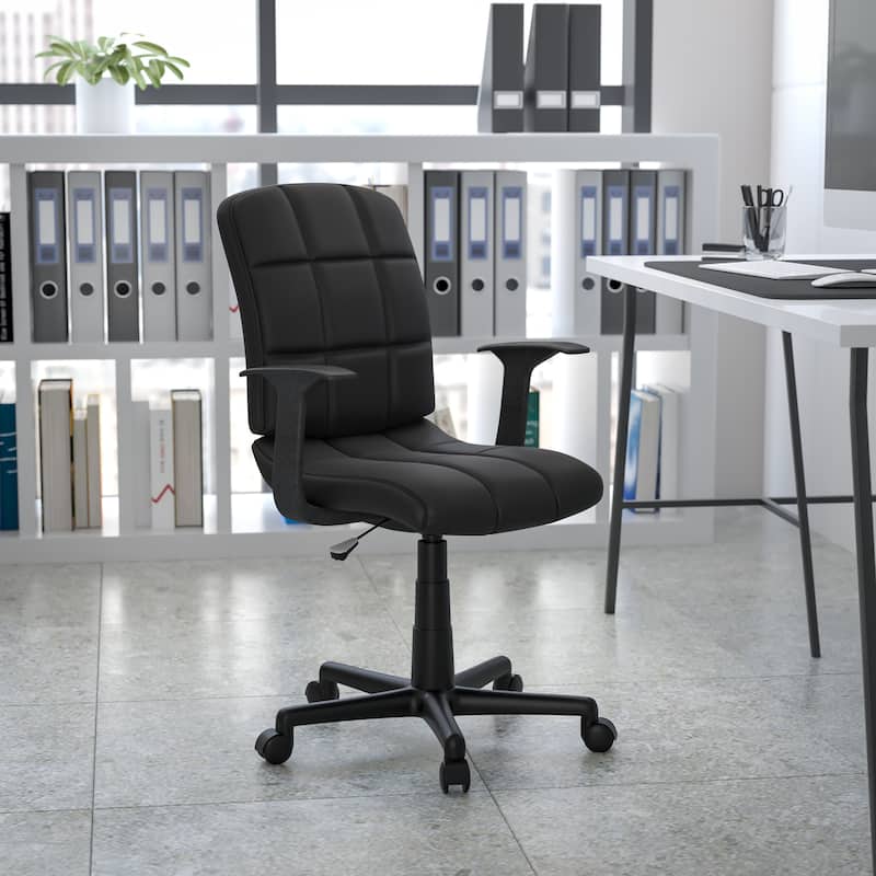 Mid-Back Quilted Vinyl Swivel Task Office Chair - Overstock - 10125251