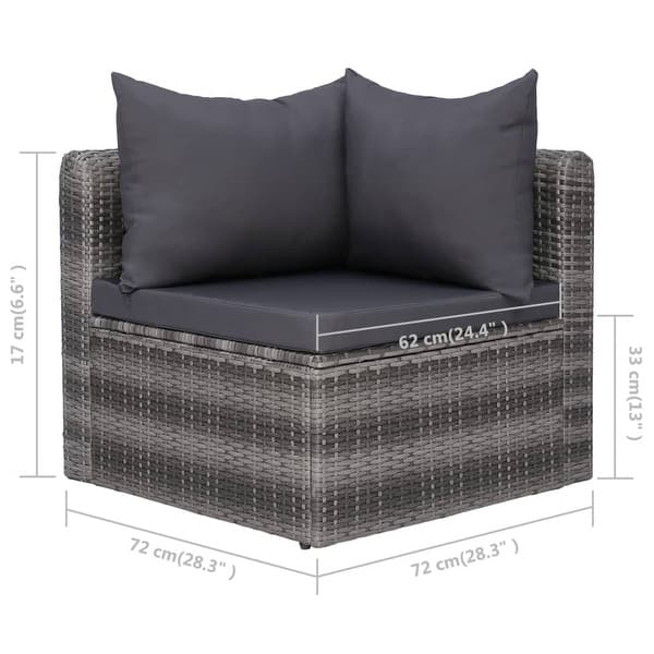 vidaXL 10 Piece Patio Lounge Set with Cushions Poly Rattan Gray - Bed ...