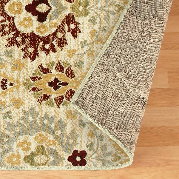 8' X 10' Camel Gray And Rust Floral Stain Resistant Area Rug - 3'6 ...