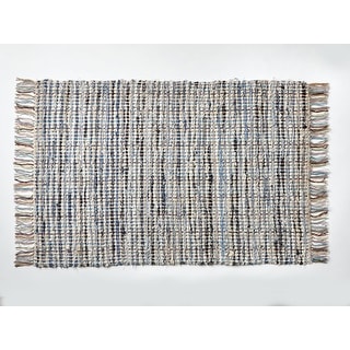 Plaid Chindi Rug Blue with Tassels Cotton 24" X 36" Doormat Rug ...