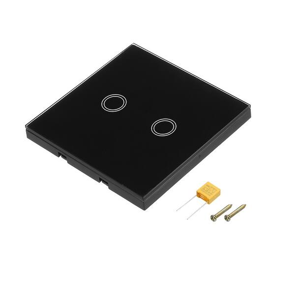 Touch Light Switch 2 Gang 1 Way Tempered Glass Panel Black with LED ...