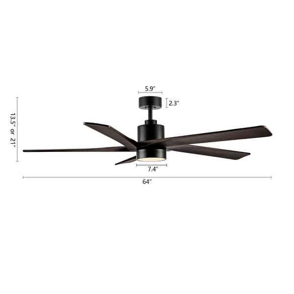 WINGBO 64 Inch DC Ceiling Fan with Lights and Remote Control, 5 ...