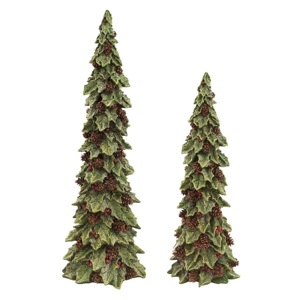 Set of 2 Glittered Tree with Berry and Pinecone Christmas Tabletop ...