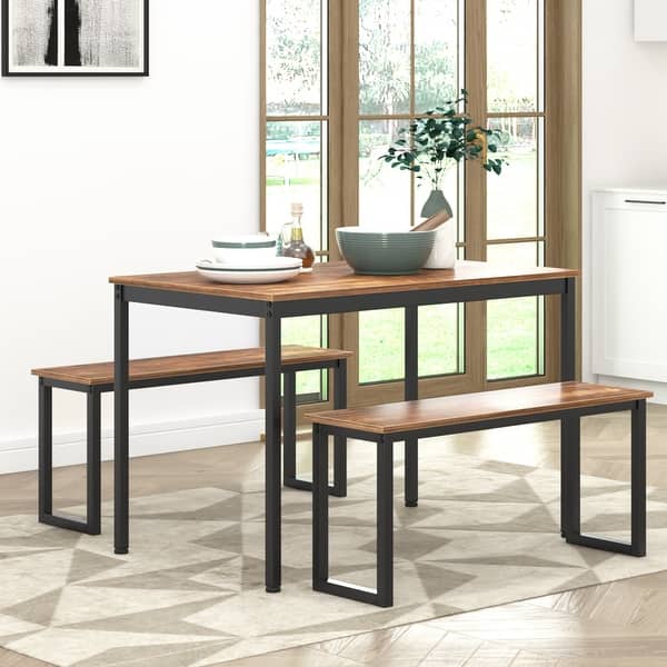 Dining Table Set for 4, Kitchen Room Table Set with 2 Benches - Bed ...