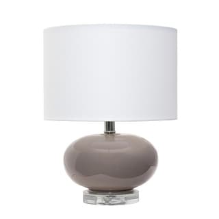 Isabela Glossy Glass Round Table Lamp, Gray, 15.25"H - Bed Bath ...