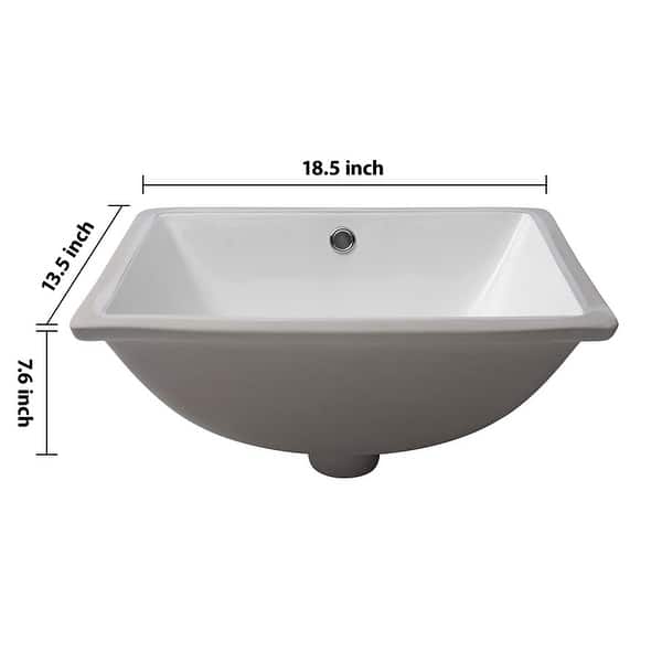 18.5"x13.5" Rectangular Undermount Bathroom Sink with Overflow - Bed ...