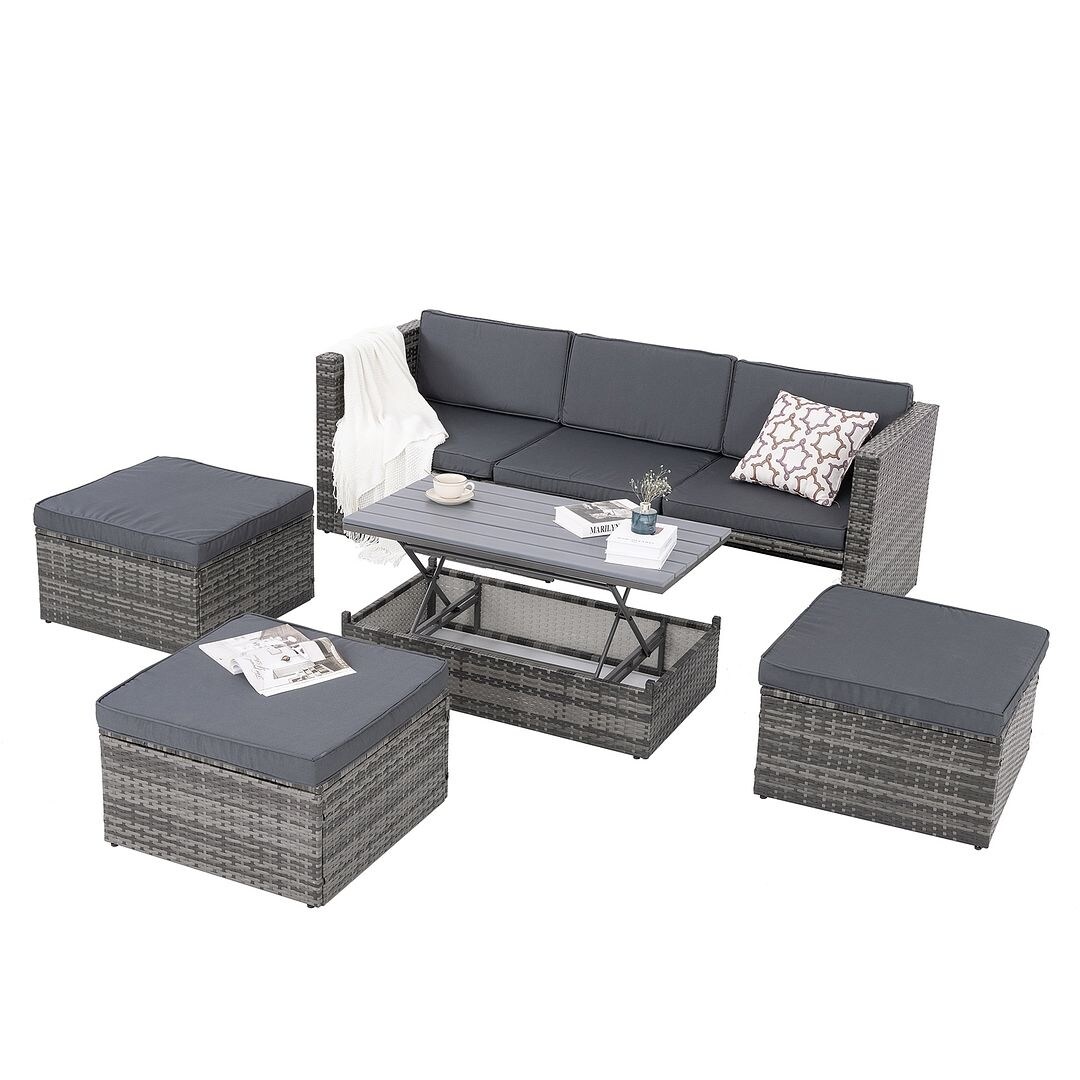 5 Pieces Patio Furniture Set Outdoor Sectional Sofa Outdoor Furniture ...