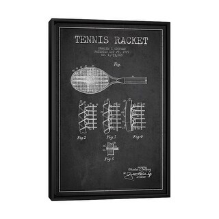 iCanvas "Tennis Racket Charcoal Patent Blueprint" by Aged Pixel Framed ...