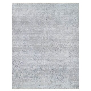 Shahbanu Rugs Ivory, Hand Knotted Damask Design, Tone on Tone Wool and ...