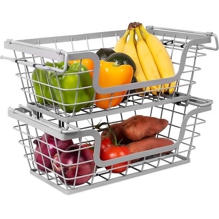 Wire Baskets - Set of 2 Stackable Hanging Bins - Bed Bath & Beyond ...
