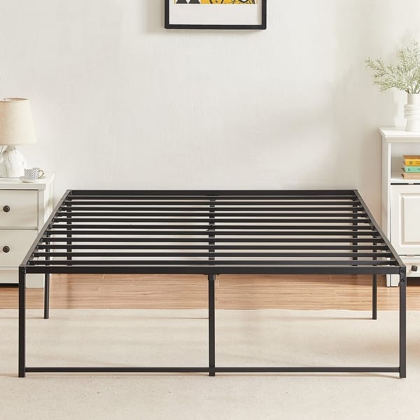 18-Inch Queen Size Metal Platform Bed Frame with Steel Slat - Bed Bath ...