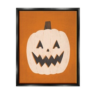 Stupell Happy Jack-o-Lantern Halloween Pumpkin Framed Floater Canvas ...