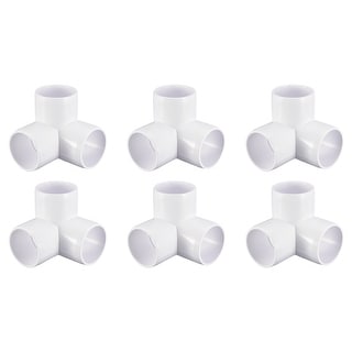 6Pack 3 Way PVC Elbow Fittings, 1-1/2 Inch PVC Pipe Fitting Connectors ...