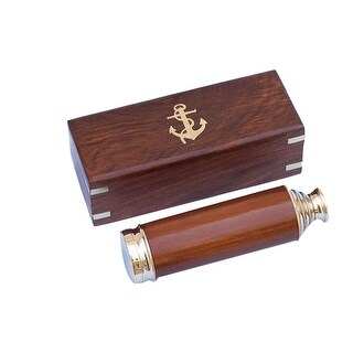 Deluxe Class Solid Brass - Wood Captain's Spyglass Telescope 15" with ...