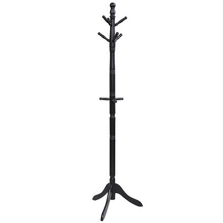 Costway Wooden Coat Rack Stand Entryway Hall Tree 2 Adjustable Height ...