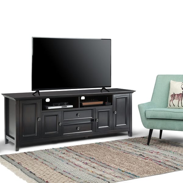 WYNDENHALL Halifax 72 inch Wide Solid Wood Transitional TV Stand - 72"w ...