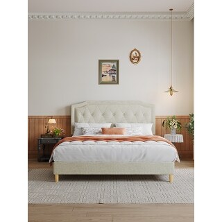 Queen Size Linen Bed Easy to Assemble, Light Grey - Bed Bath & Beyond ...