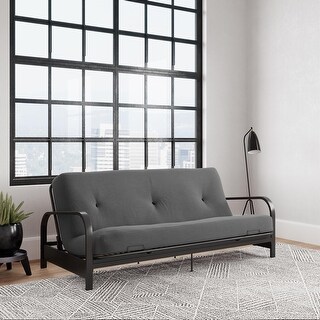 Avenue Greene Wren Black Metal Arm Futon Frame with 6" Mattress - Bed ...