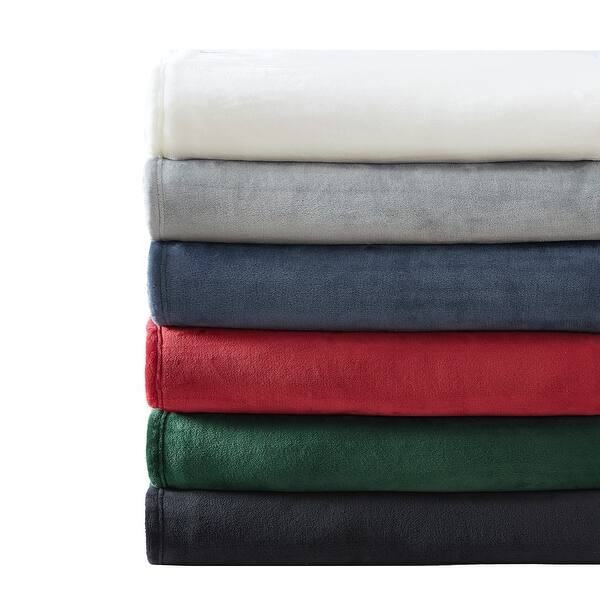 Nautica Solid Ultra Soft Plush Fleece Bed Blanket - On Sale - Bed Bath ...