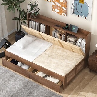 Sturdy Pine Wood Daybed with Storage & USB Ports - Bed Bath & Beyond ...