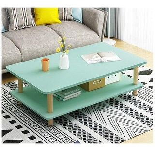 Tables Rectangle Side Table 2-Layer Wood Retro Tea Table Living Room ...