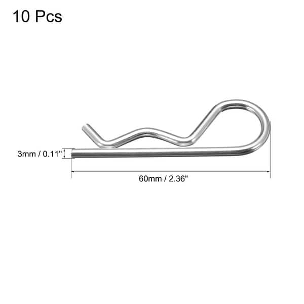 3mm x 60mm Carbon Steel R Shaped Spring Cotter Clip Pin 10 Pcs - 3mm x ...