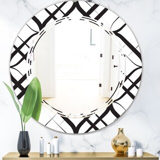 Designart 'Monochrome Geometric Pattern III' Printed Modern Round or ...